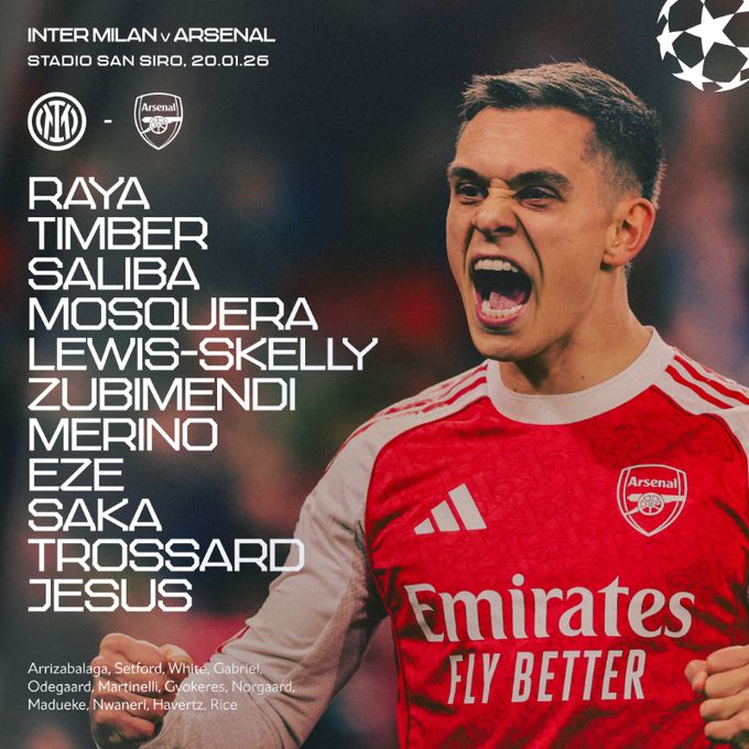 Confirmed Arsenal team to face Inter Milan - Jesus starts Gyokeres on ...