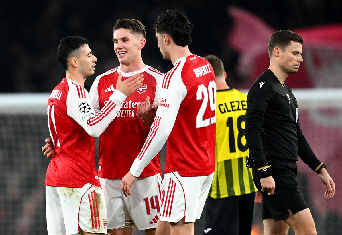 Arsenal beat impressive Kairat to finish UCL league phase perfect ...
